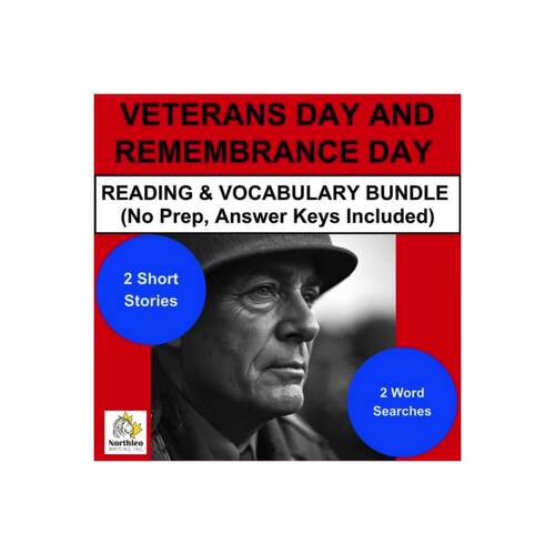 Veterans Day and Remembrance Day ELA Short Stories and Word Searches Bundle