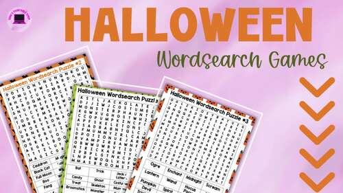 Halloween Wordsearch Puzzles Activity by GinasPrintableShop | TPT