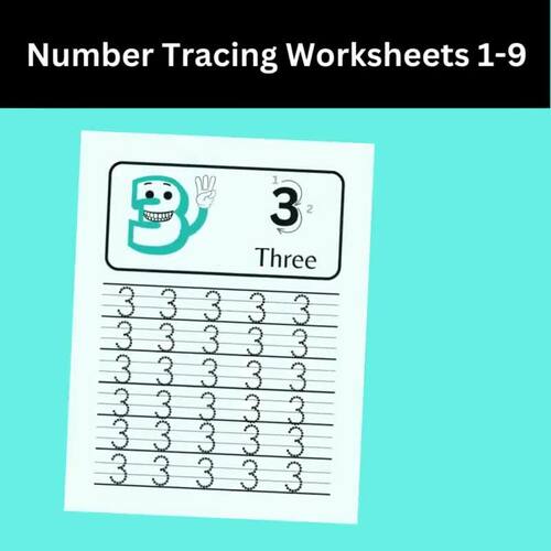 Number Tracing Worksheets 1-9 by Jose Teacher Artist | TPT