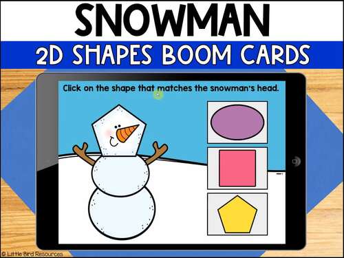 Winter Snowman 2D Shapes Match Boom Cards | January Kindergarten Math ...