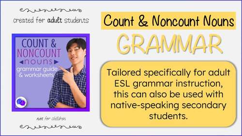 Count and Noncount Nouns Grammar Guide with Worksheets for Adult ESL