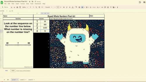 Google Sheets Pixel Art - Rounding Whole Numbers TEKS 4.2D by Enigma ...