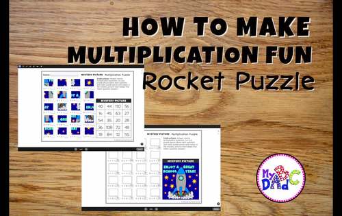 Multiplication Facts Mystery Picture Rocket Puzzle Math Activity