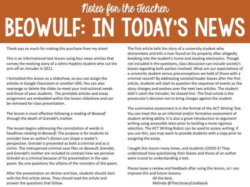 Beowulf in Today's News: Parallel Informational Texts (Perspective & Bias)