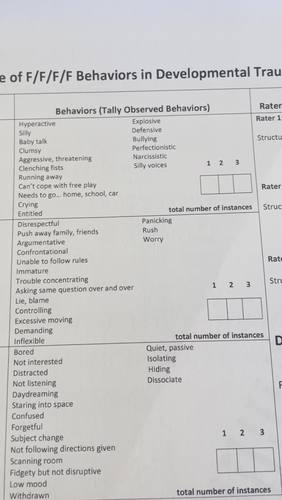 Profile of F/F/F/F Behaviors in Developmental Trauma by B and B SLP