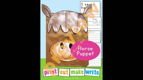 Horse Craft Puppet and Writing by From the Pond | TPT