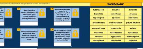 Respiratory System Diseases & Disorders Digital Lock and Print Activity