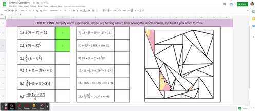 Order of Operations for Algebra Digital Mystery Picture | TPT