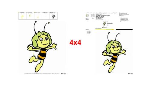Cute flying Maya the Bee cartoon character embroidery designs - Instant ...