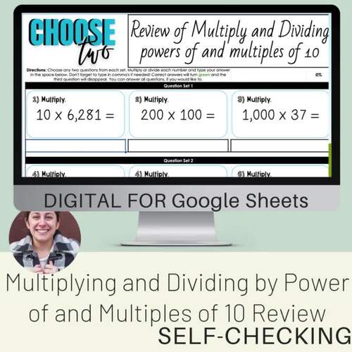 Review Multiples & Powers of 10 | Digital Choose 2 Self-Checking Practice