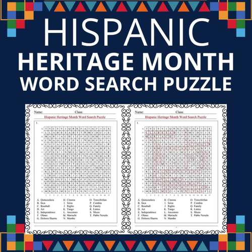 Hispanic Heritage Month Word Search Puzzle | Fun & Engaging Classroom ...