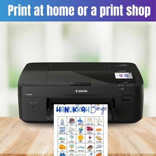 Hanukkah Bingo Game, Jewish Holiday Bingo Cards, Classroom games - 50 Cards