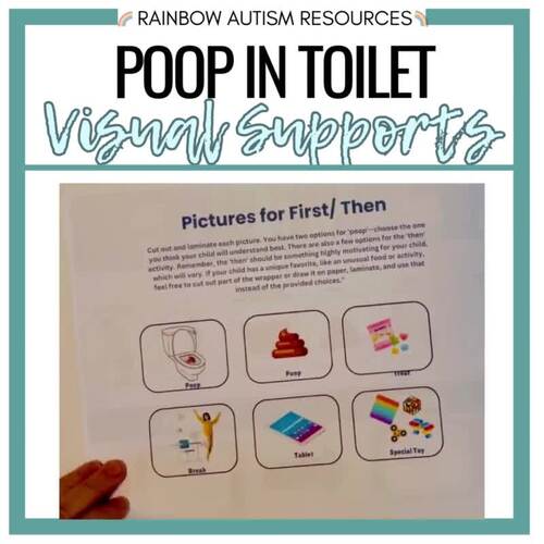 Poop in Potty Autism Visual Supports First Then & Pooping in Toilet Visuals