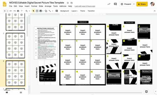 Movies Digital Editable Google Slide Secret Pictures | Distance Learning