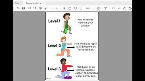Balance Activities and Progressions by Pink Oatmeal | TPT