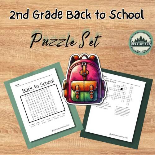 Back to School Puzzles for 2nd Graders- Word Search, Maze, Crossword