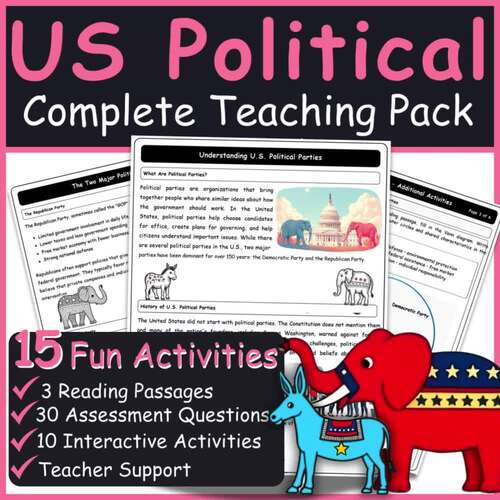 US Political Parties Activities & Reading- Government & Civics Election ...