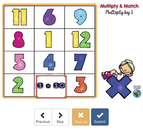 Boom Cards Multiplication | Multiply by 1 | Distance Learning | TPT