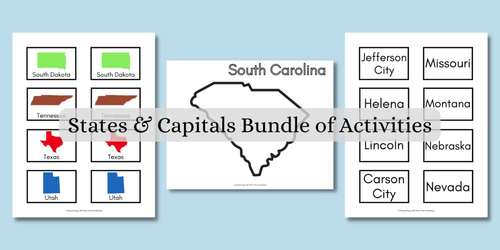 Bundle of US States & Capitals Games and Coloring Pages | TPT