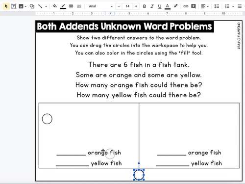 Both Addends Unknown Word Problems for Google Slides by ONEderful In First