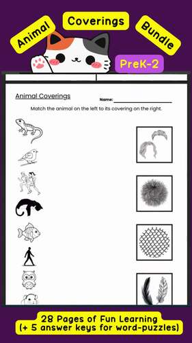 Animal Coverings Activities Bundle_ Fur, Feathers, Scales, Hair_ PreK-2 ...