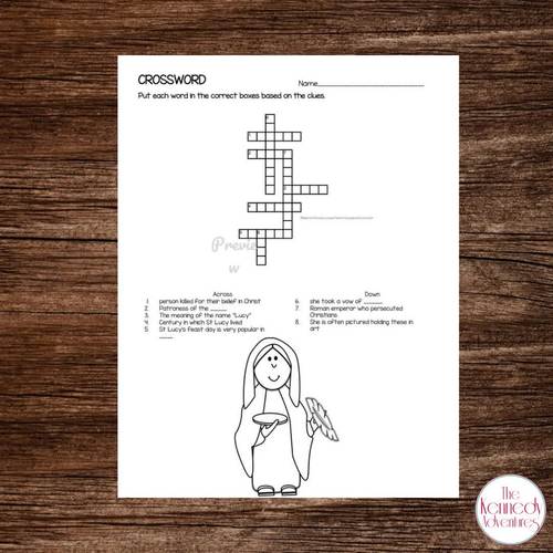 Catholic Saint Word Puzzles - No Prep Activity - St Lucy | TPT