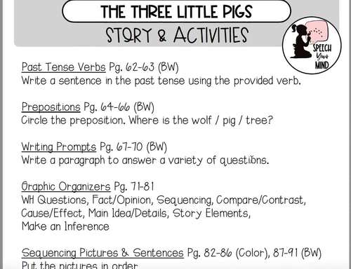 Three Little Pigs Story & Activities Mini Unit | Fairytales | WH ...