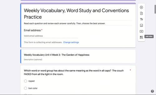 Grade 2 MyView Literacy Unit 4 Week 3 Google Forms, Assessment Practice