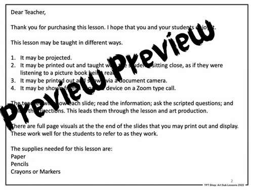 Elementary Art Sub Plan - How to Draw Doodle Monsters Fall Art Lesson Anime