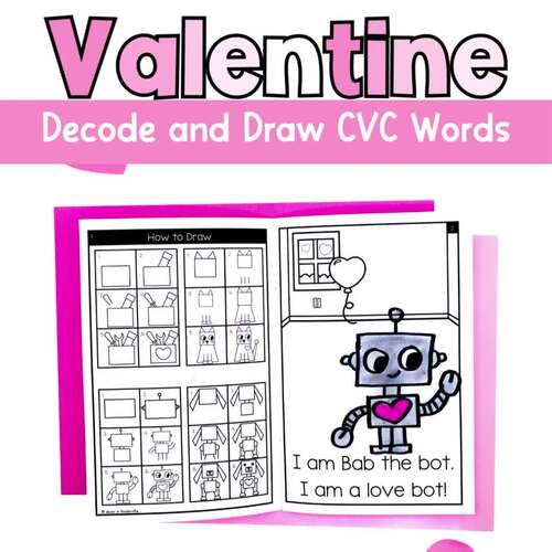 Valentine Decodable Readers CVC Words | Directed Drawing Phonics # ...