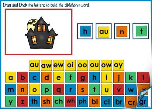 Diphthong Sounds Build a Word Digital BOOM Cards Distance Learning