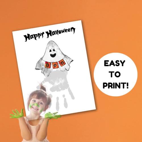 Ghost Template Handprint Craft | Halloween Craft Preschool | Halloween ...
