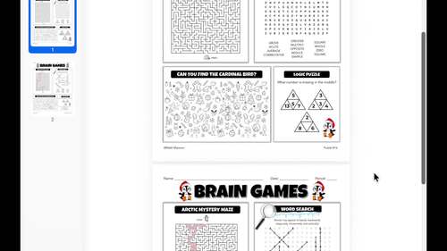 Christmas Special Education Worksheets Brain Break Activities Middle School