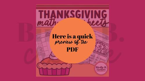 Thanksgiving Math Worksheets for Kindergarten | No-Prep November Skills ...