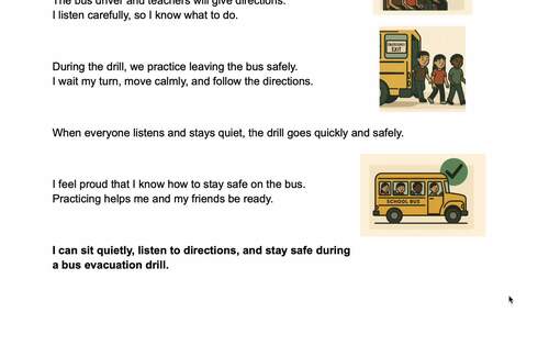 Bus Evacuation Drill Social Story | School Safety | Elementary Social ...