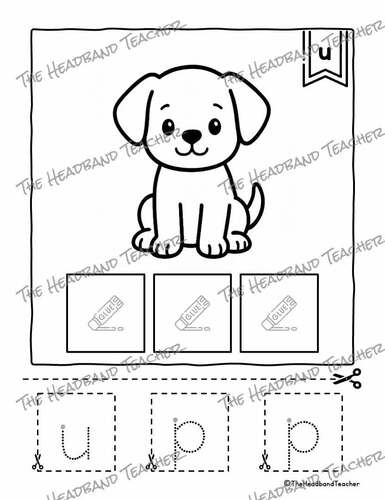 CVC Word Practice: Short U - Cut and Paste by The Headband Teacher