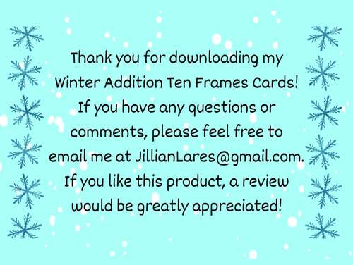 Winter Addition 10 Frame Cards | Addition within 10 Write the Room