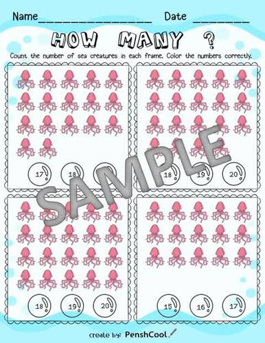 Counting Numbers 11-20 with Sea Creatures | Math : Number Sense by ...