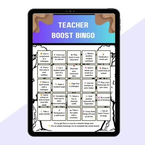 Teacher Boost Bingo | A Fun Morale-Boosting Game for Educators! | TPT