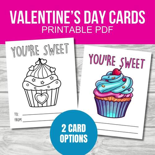 Valentines Day Printable Coloring Cards for Kids, Classroom Printable ...