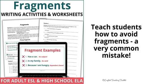 Adult ESL Punctuation Worksheets Grammar Writing Activities - Sentence ...