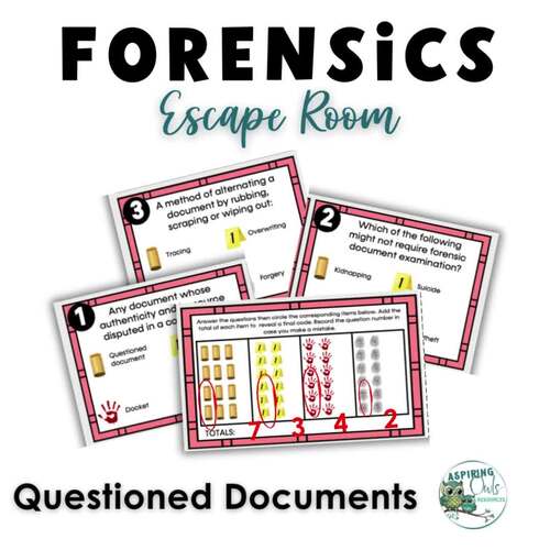 Questioned Document Forensics Task Card Activity Scavenger Hunt/Escape Room