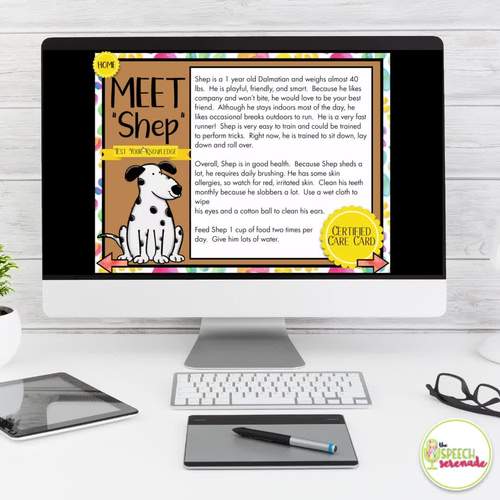 NO PRINT Digital Desk Pet Care Listening Comprehension Passages and ...