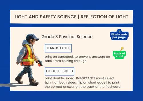 Light and Safety Science Flashcards | Reflection of Light Activities ...