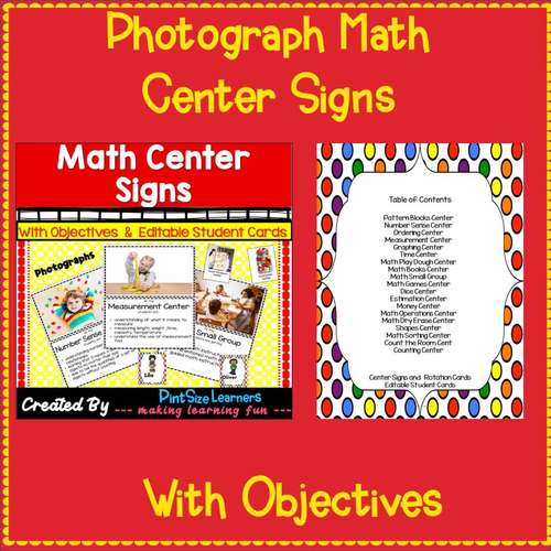 Math Center Signs | Center Posters | Editable Student Cards | TpT