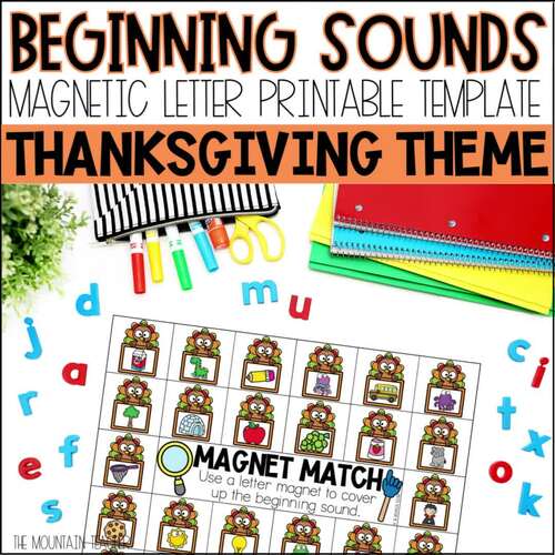 Thanksgiving Beginning Sounds Activity on Magnetic Letter Printable ...