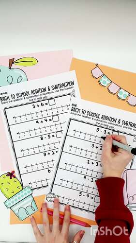Back to School Addition and Subtraction with a Number Line Kindergarten