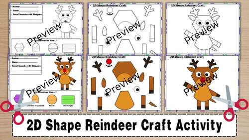 2D Shape Reindeer Craft | Geometry & Winter Art Project For preschool Math