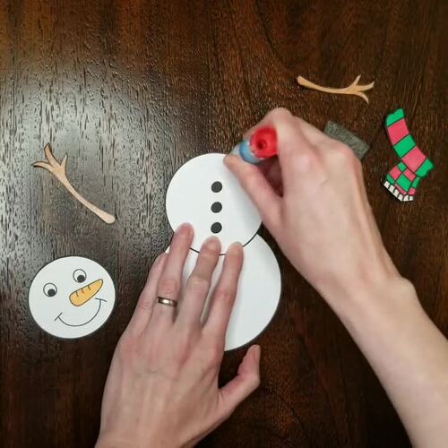 Build A Snowman Printable Craft for Kids Snowman Color Cut Paste Winter ...