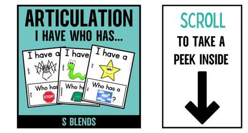 I Have Who Has: S Blends Articulation Card Game by Jennie's Speech Room